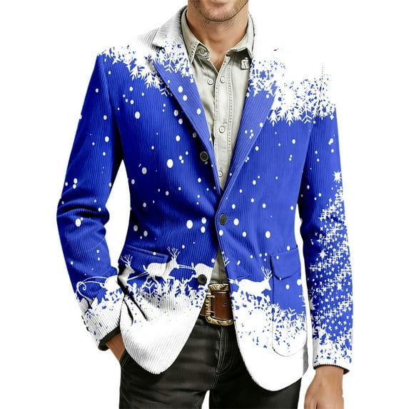 Aihuaihua Men's Ugly Christmas Blazer Corduroy Xmas Print Holiday Party ...