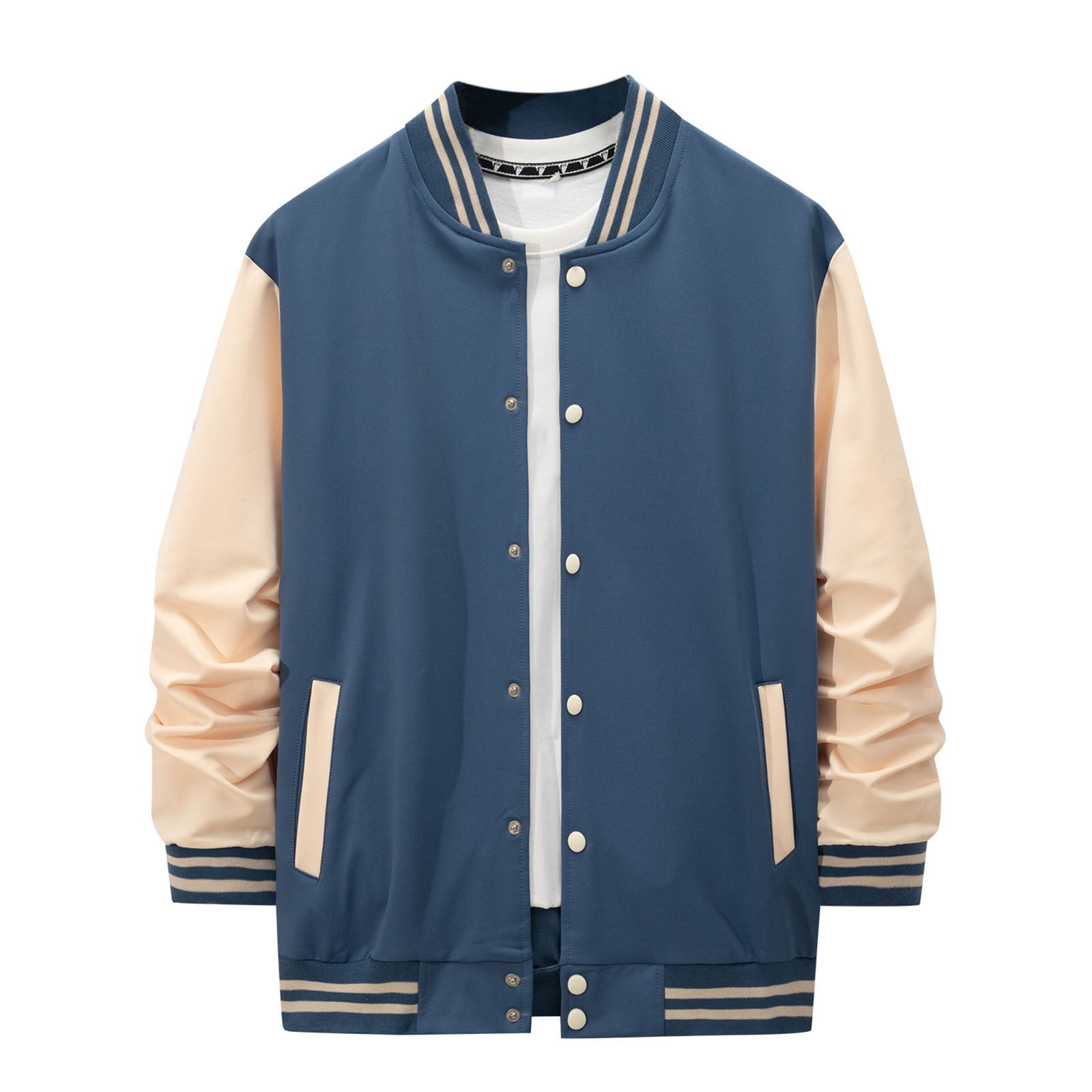 Aihuaihua Men's Varsity Jacket Long Sleeve Casual Button-Up Boys ...