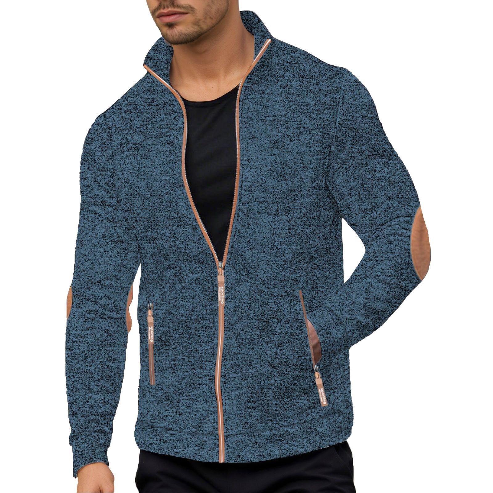 Aihuaihua Mens Lightweight Jacket With Long Zipper And Knit Sleeve ...