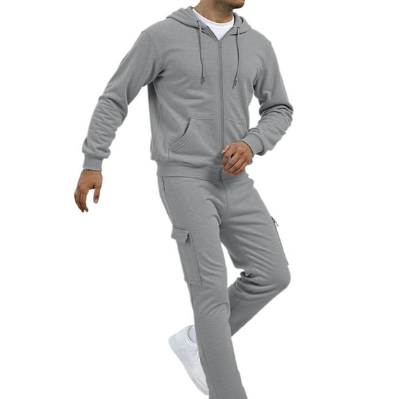 Aihuaihua Mens Sweatsuits 2 Piece Set Zip up Hoodies and Cargo ...