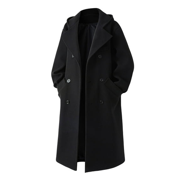 Aihuaihua Mens Trench Coat Woolen Single Brested Overcoat Winter ...