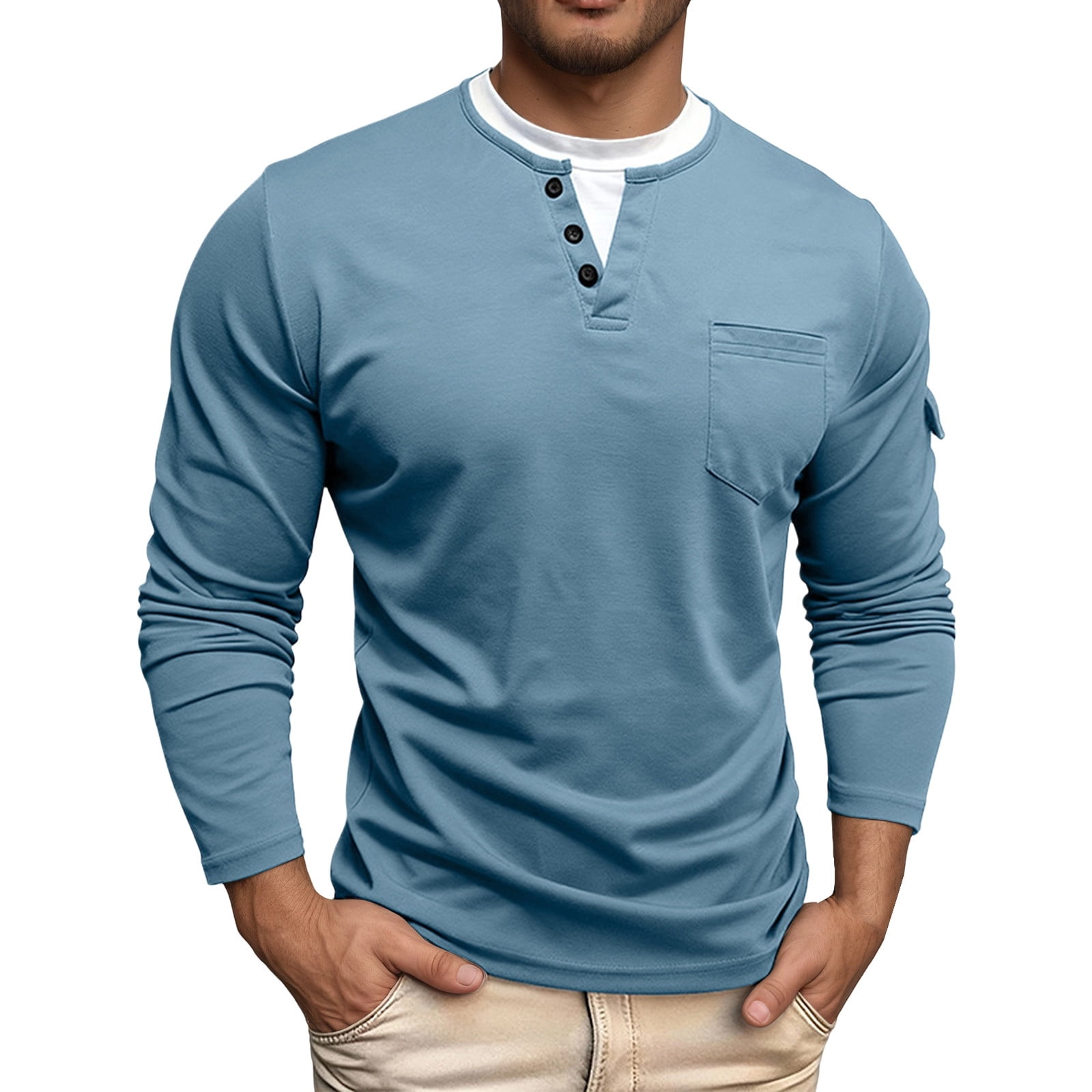 Aihuaihua Pack Of Shirts for Men Henley Short Sleeve Classic Fit Solid ...