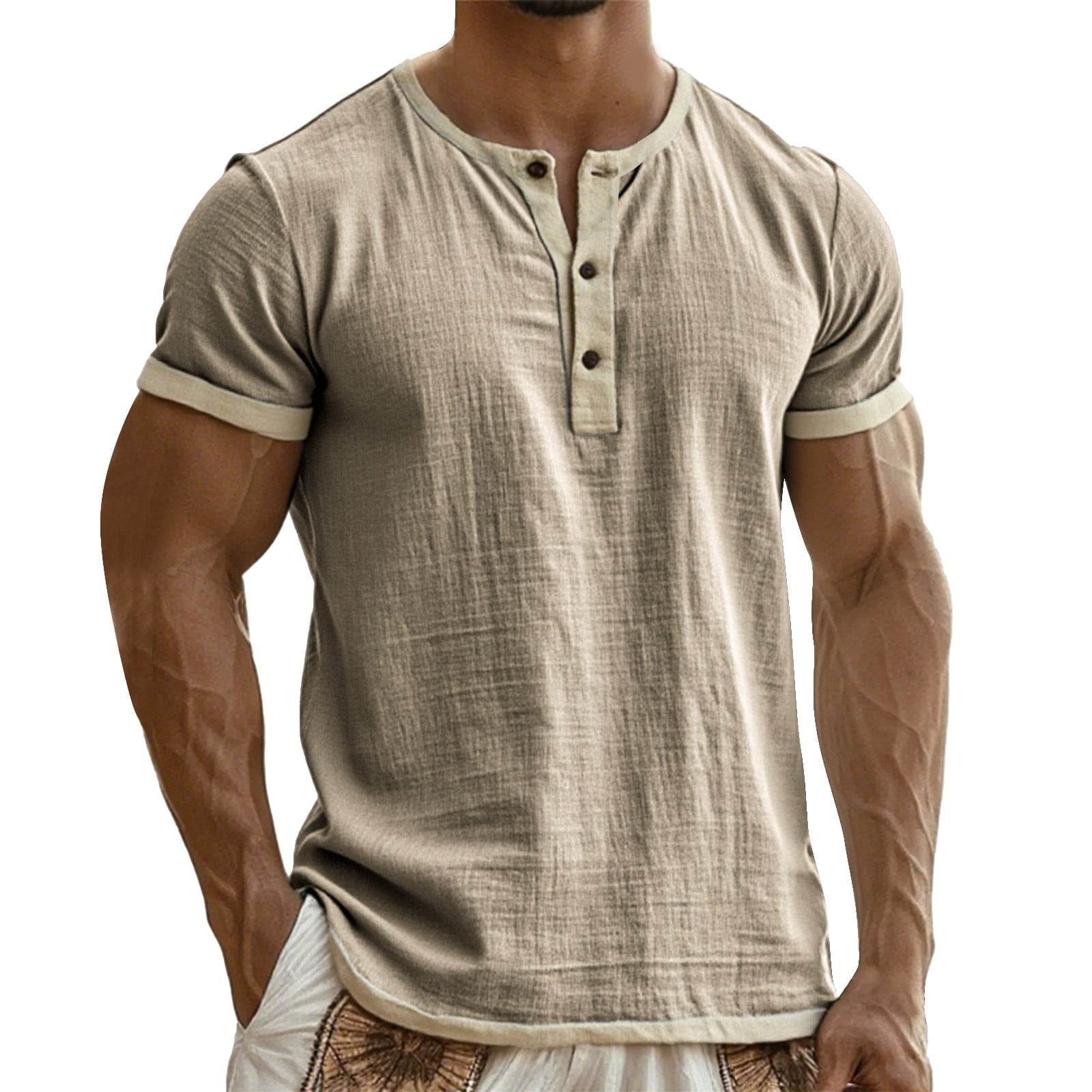 Aihuaihua Pack Of Shirts for Men Henley Short Sleeve Classic Solid ...
