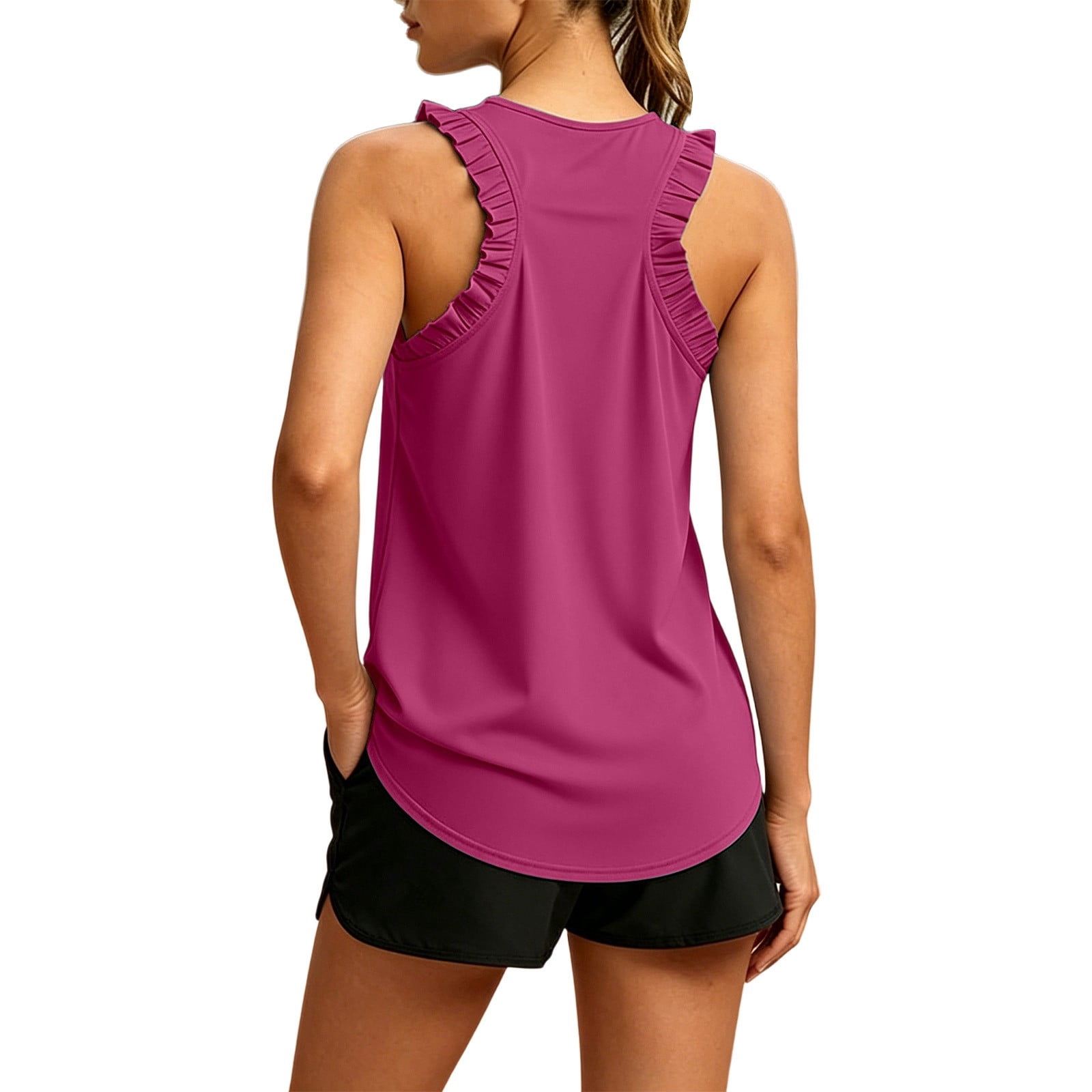 Aihuaihua Racerback Tank Top for Women Workout Tops Ruffle Tanks ...