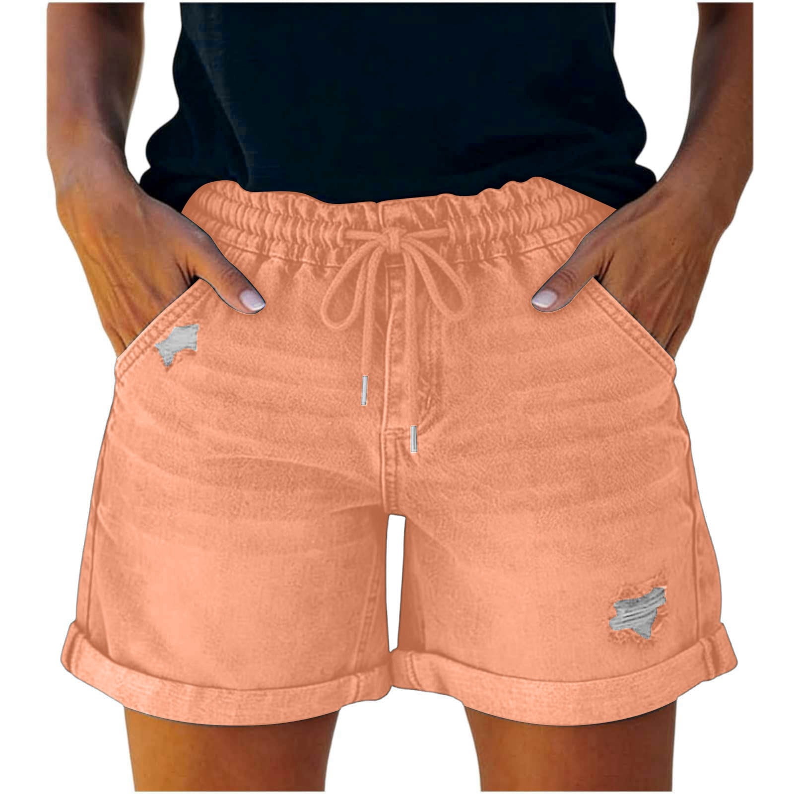 Aihuaihua Ripped Jean Shorts Women High Waisted Pull On Jorts with ...