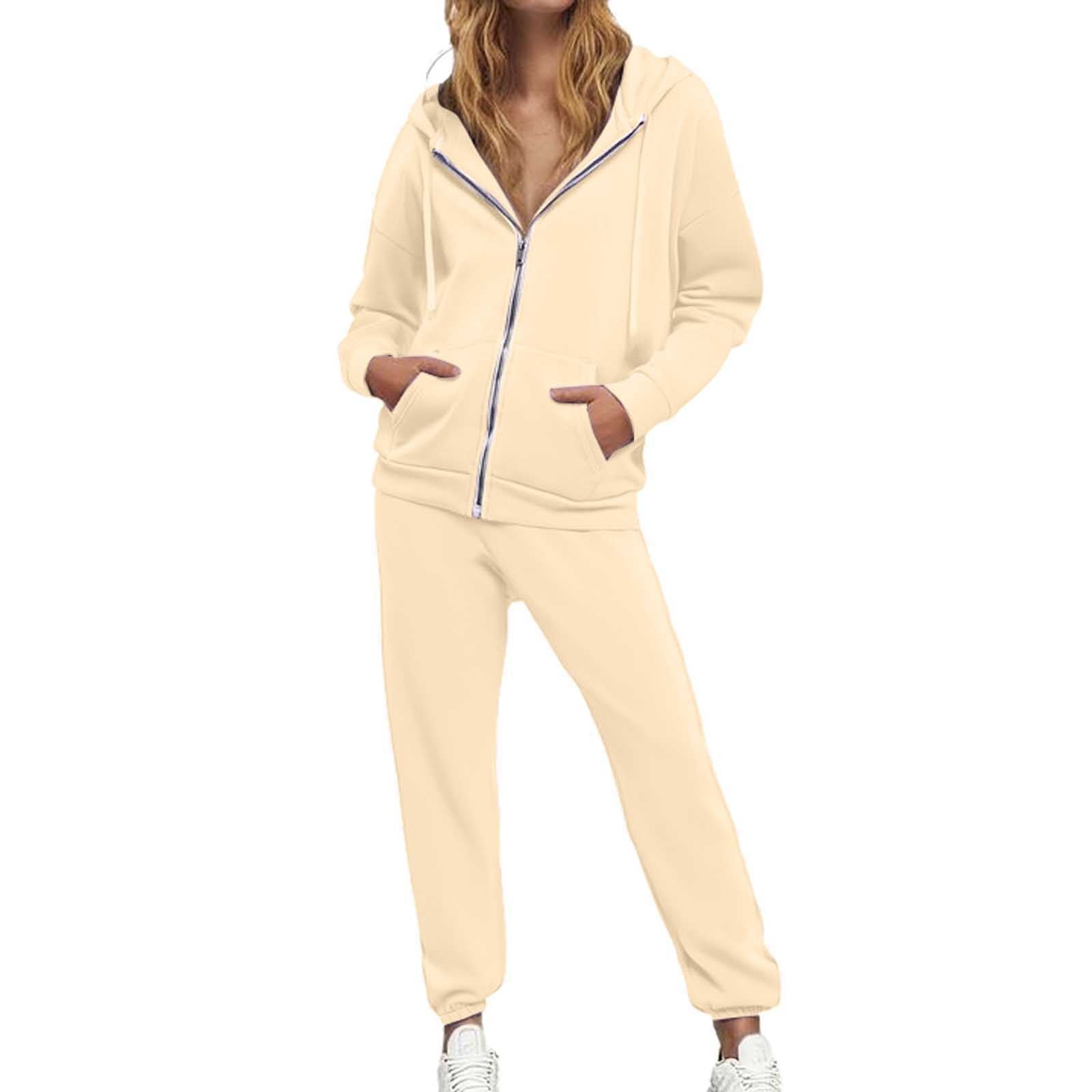 Aihuaihua Sweatsuits Women 2 Piece Outfit Zip Up Hoodie Matching Drawstring Waist Sweatpants ...