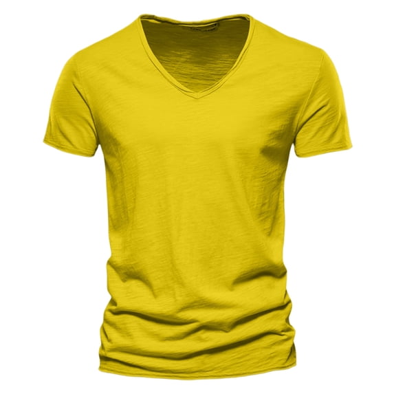 Aihuaihua T Shirts for Men Cotton V Neck Short Sleeve Tee Solid Color ...