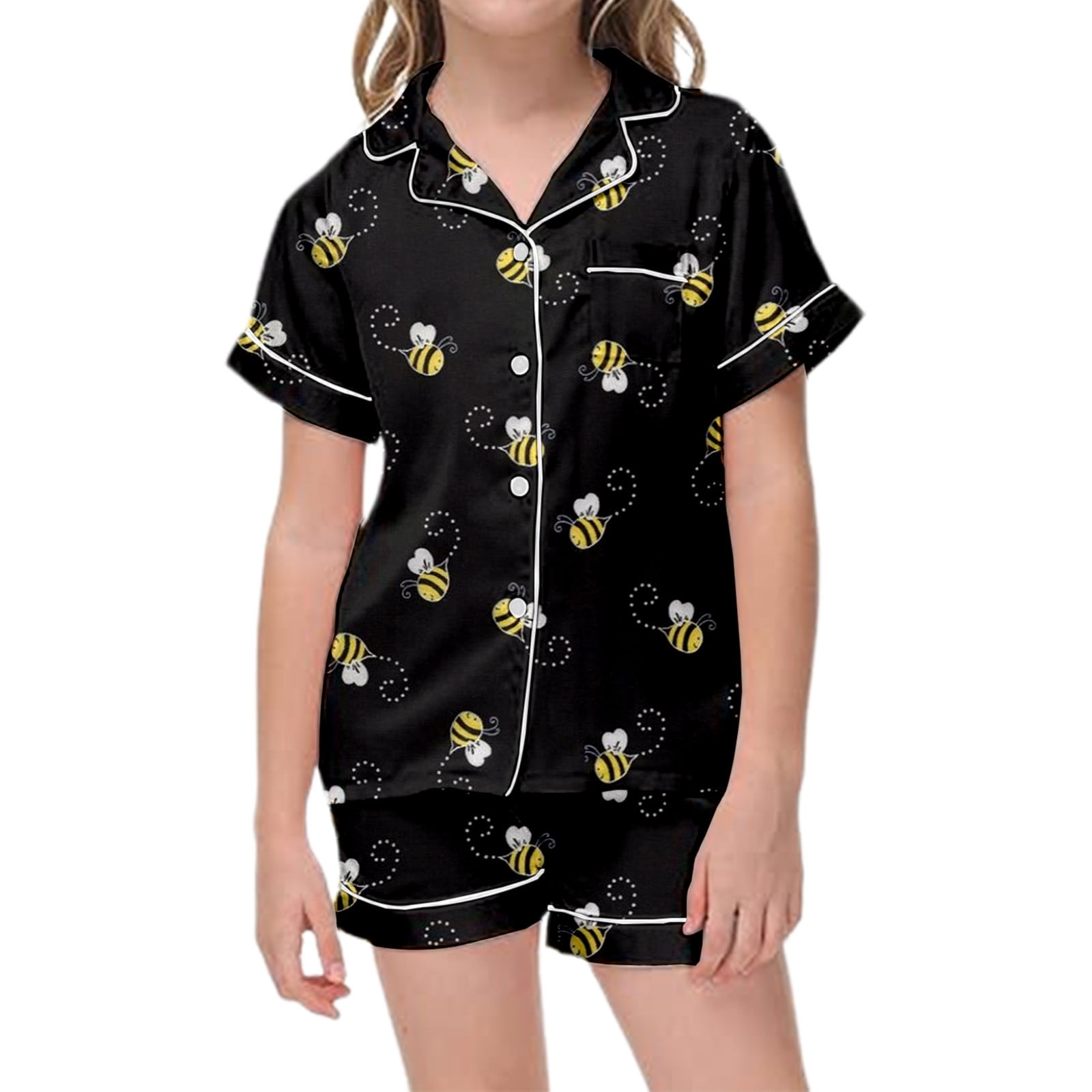Aihuaihua Toddler Girl Silk Pajamas 4t Short Sleeve Shirts and Shorts ...