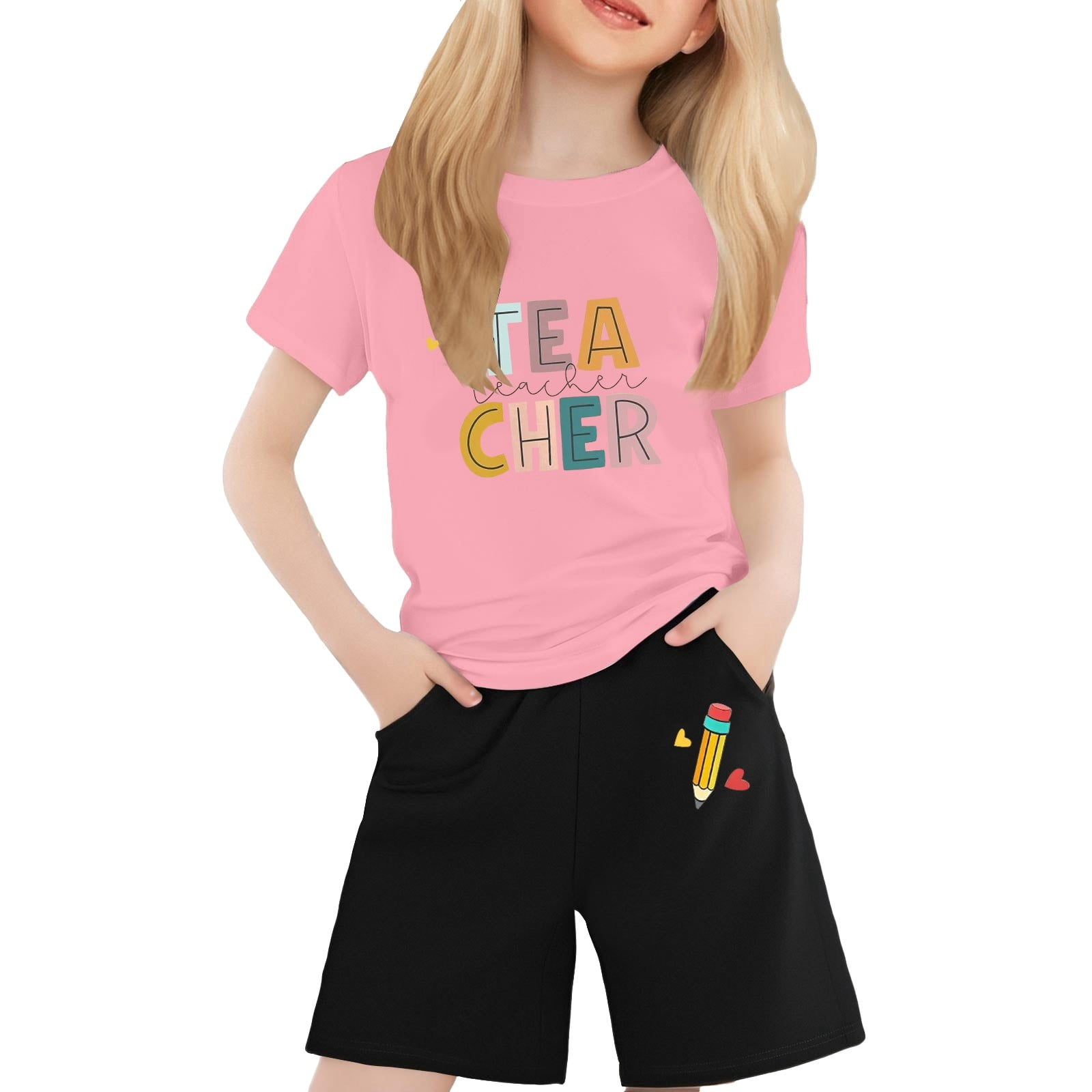 Aihuaihua Toddler Girl Summer Outfits 6t Print Short Sleeve Shirt and ...
