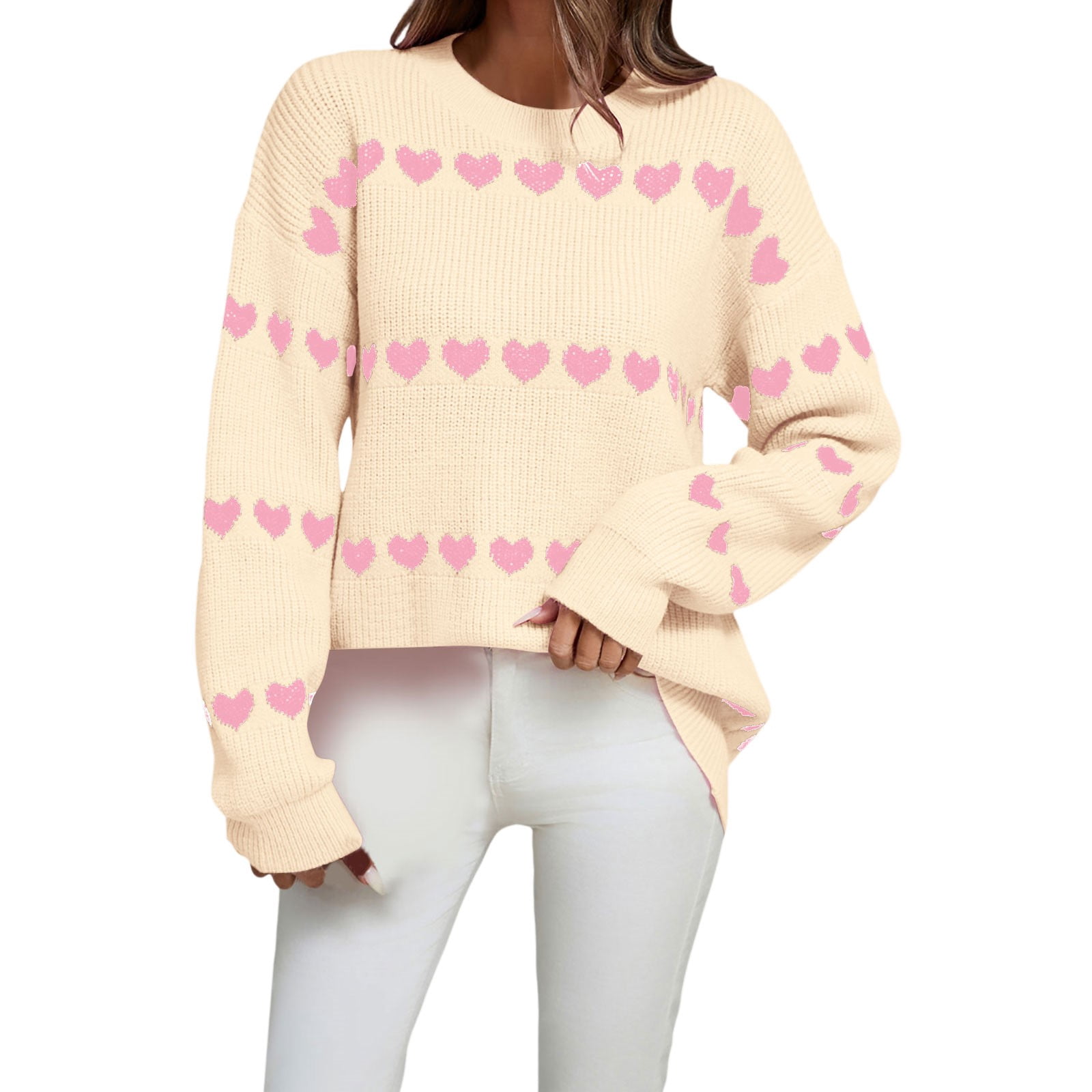Aihuaihua Valentines Sweater Women Love Print Romantic Heart Sweaters ...