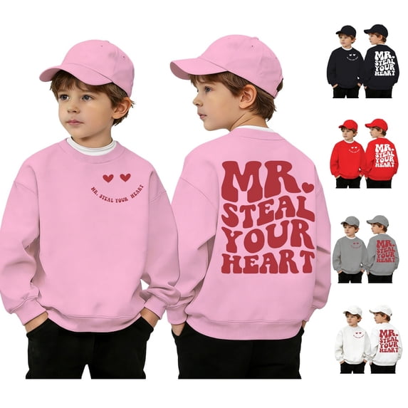 Aihuaihua Valentines Sweatshirt for Boy MR. Steal Your Heart Shirt Long ...