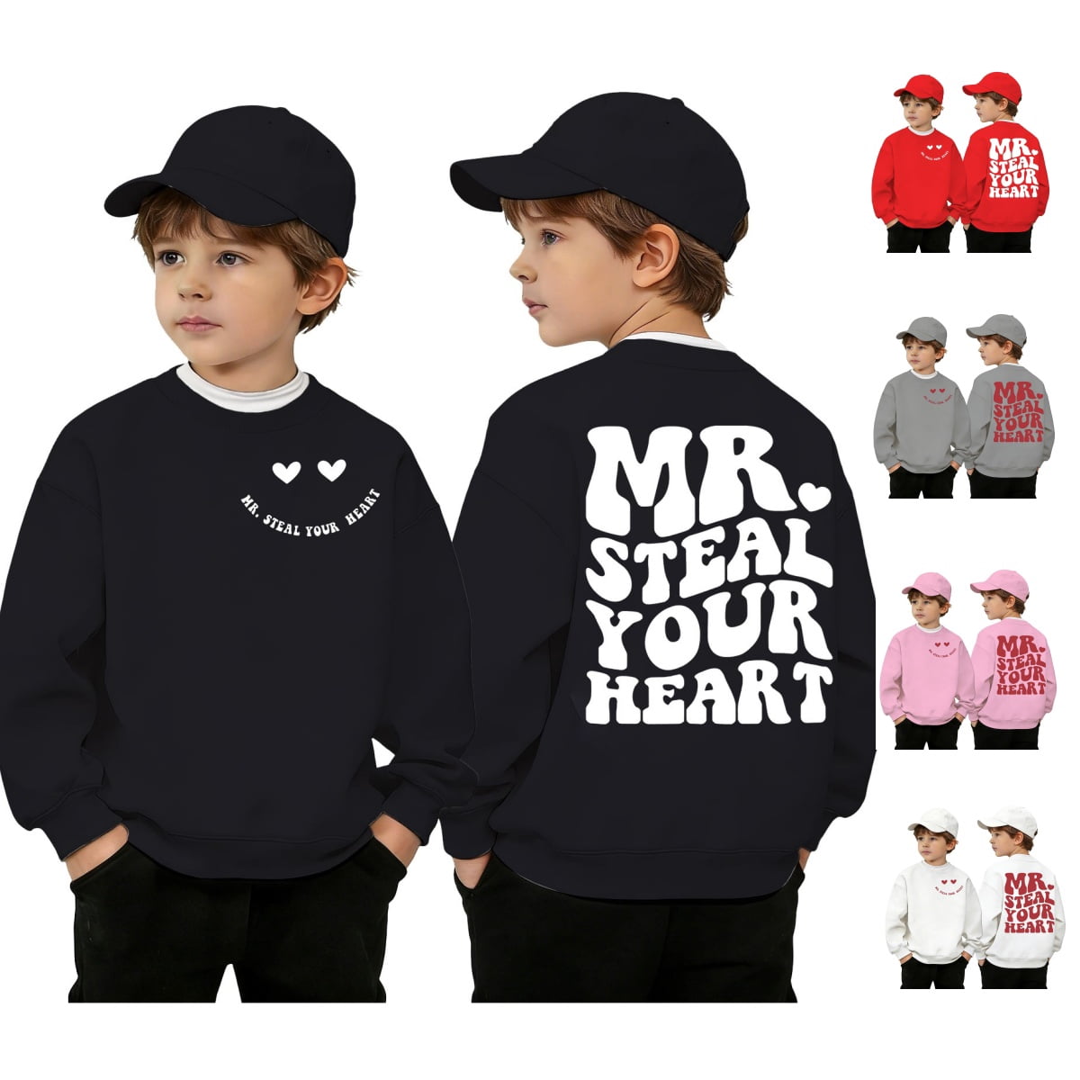 Aihuaihua Valentines Sweatshirt for Boy MR. Steal Your Heart Shirt Long ...