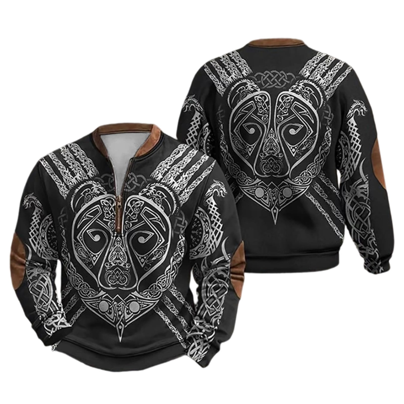 Aihuaihua Vikings Sweatshirt for Men Quarter Zip Long Sleeve Pullover ...