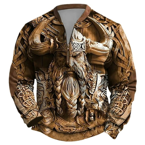 Aihuaihua Vikings Sweatshirt for Men Quarter Zip Long Sleeve Pullover ...