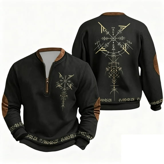 Aihuaihua Vikings Sweatshirt for Men Quarter Zip Long Sleeve Pullover ...