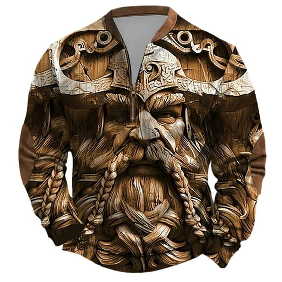 Aihuaihua Vikings Sweatshirt for Men Quarter Zip Long Sleeve Pullover ...