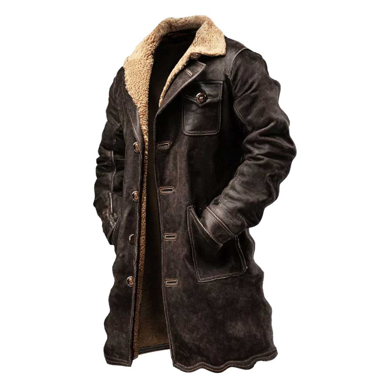 Aihuaihua Western Jackets for Men Vintage Cowboy Long Suede Jacket ...