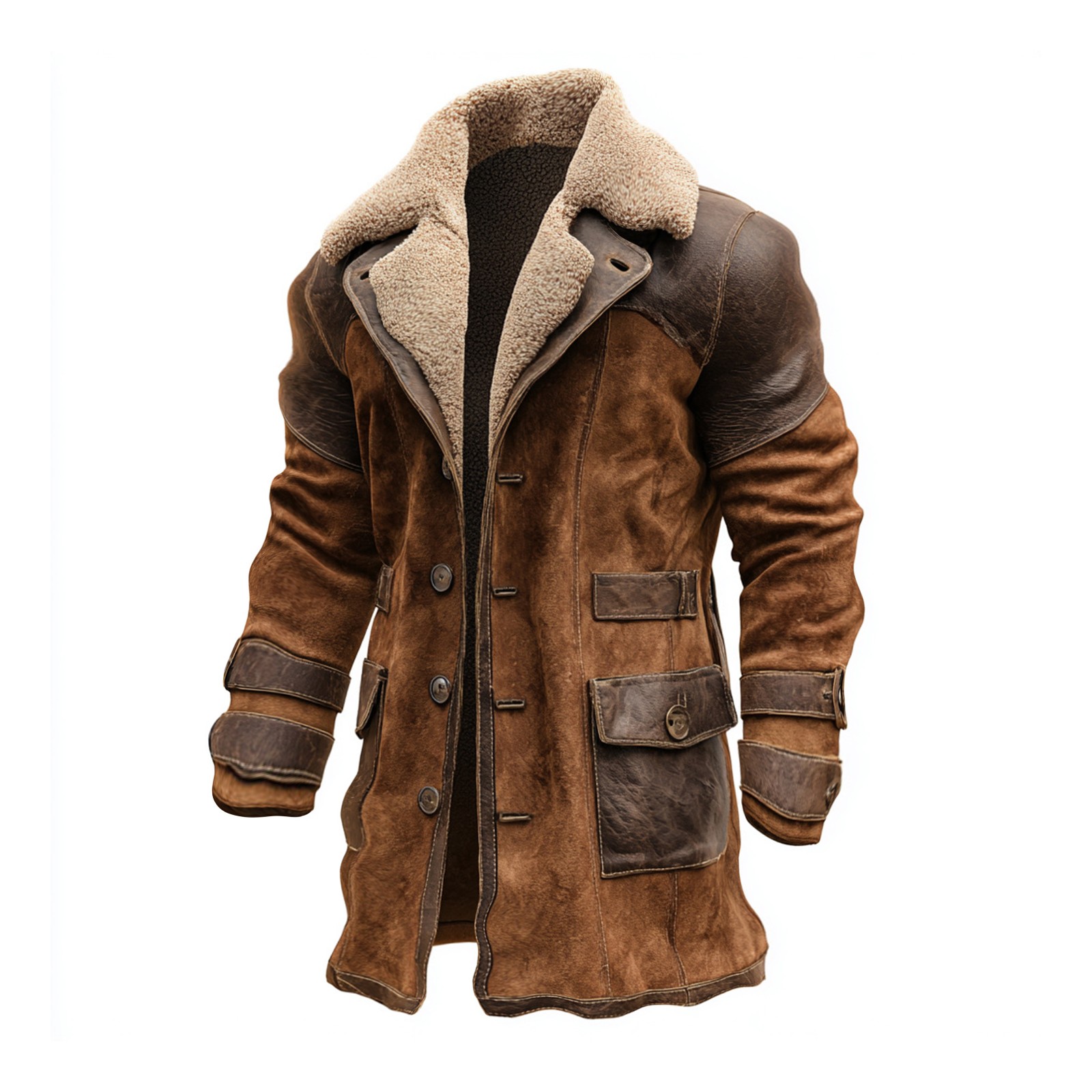 Aihuaihua Western Jackets for Men Vintage Cowboy Long Suede Jacket ...