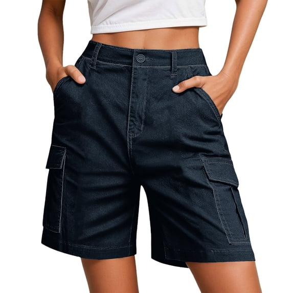 Aihuaihua Women's Cargo Shorts with Pockets Bermuda Knee Length Casual ...
