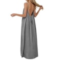 Aihuaihua Women's Open Back Linen Cotton Spaghetti Strap Beach Maxi ...