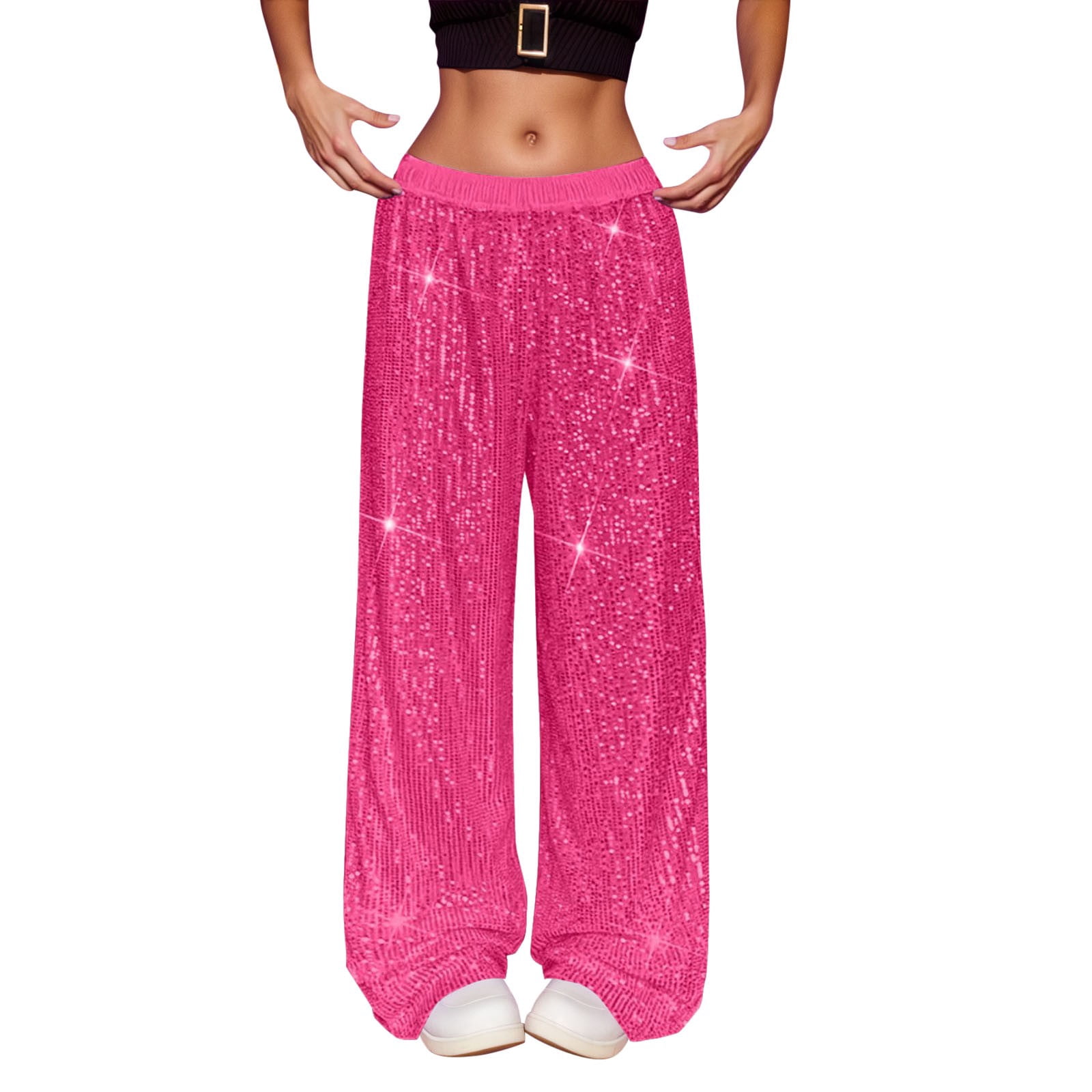 Aihuaihua Women's Sequin Sparkle Pants Elegant Long Glitter Trousers ...