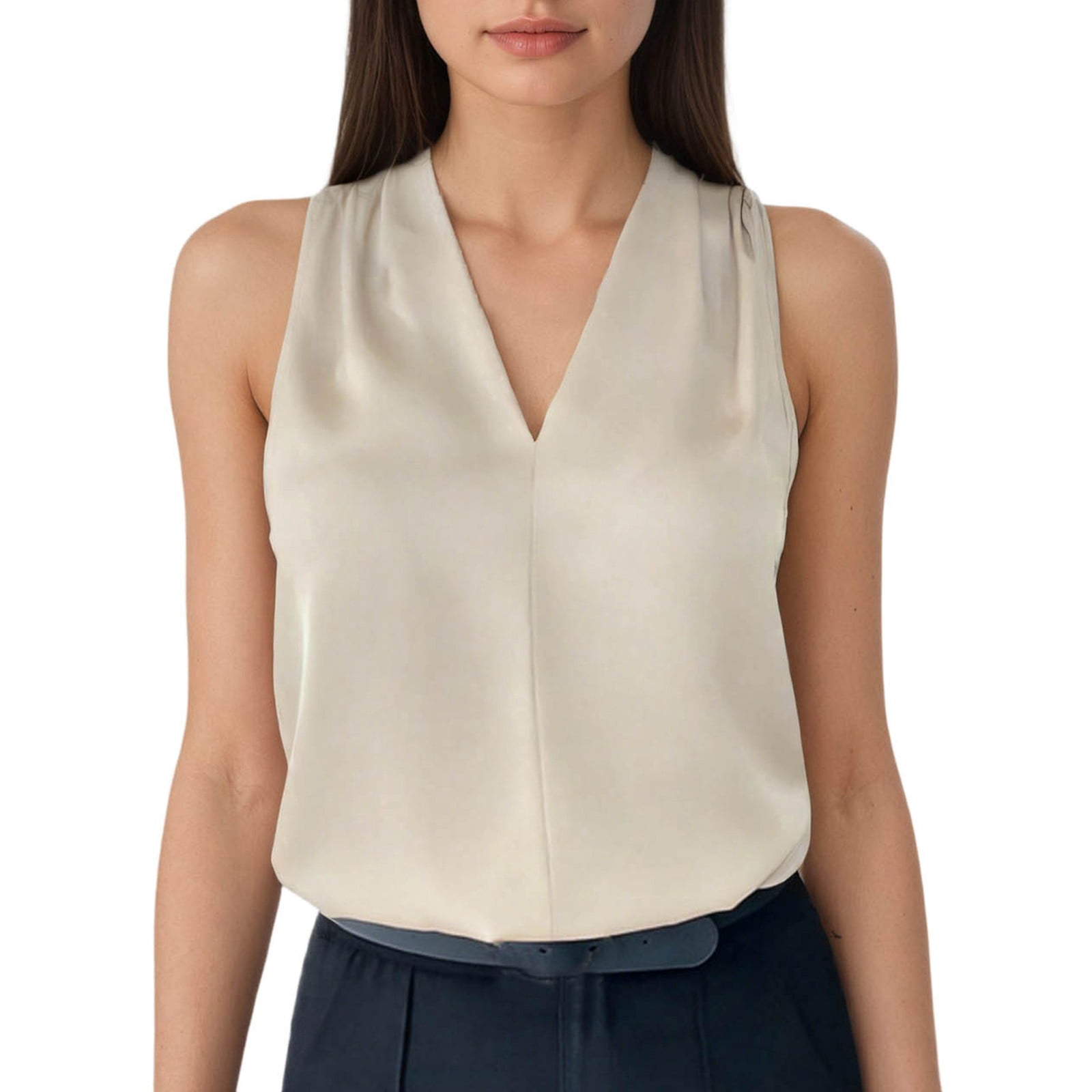 Aihuaihua Women's V Neck Sleeveless Tank Top Basic Work Casual Vest ...