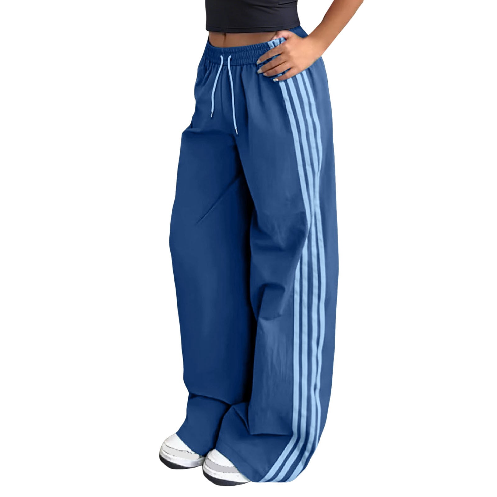 Aihuaihua Women's Y2k Striped Side Baggy Pants Drawstring Elastic Waist ...