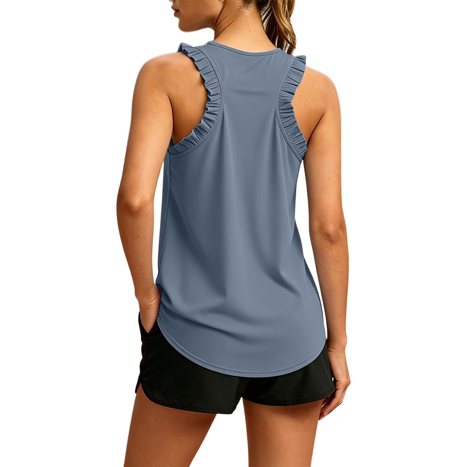 Aihuaihua Womens Ruffle Workout Tank Top Summer Casual Sleeveless ...