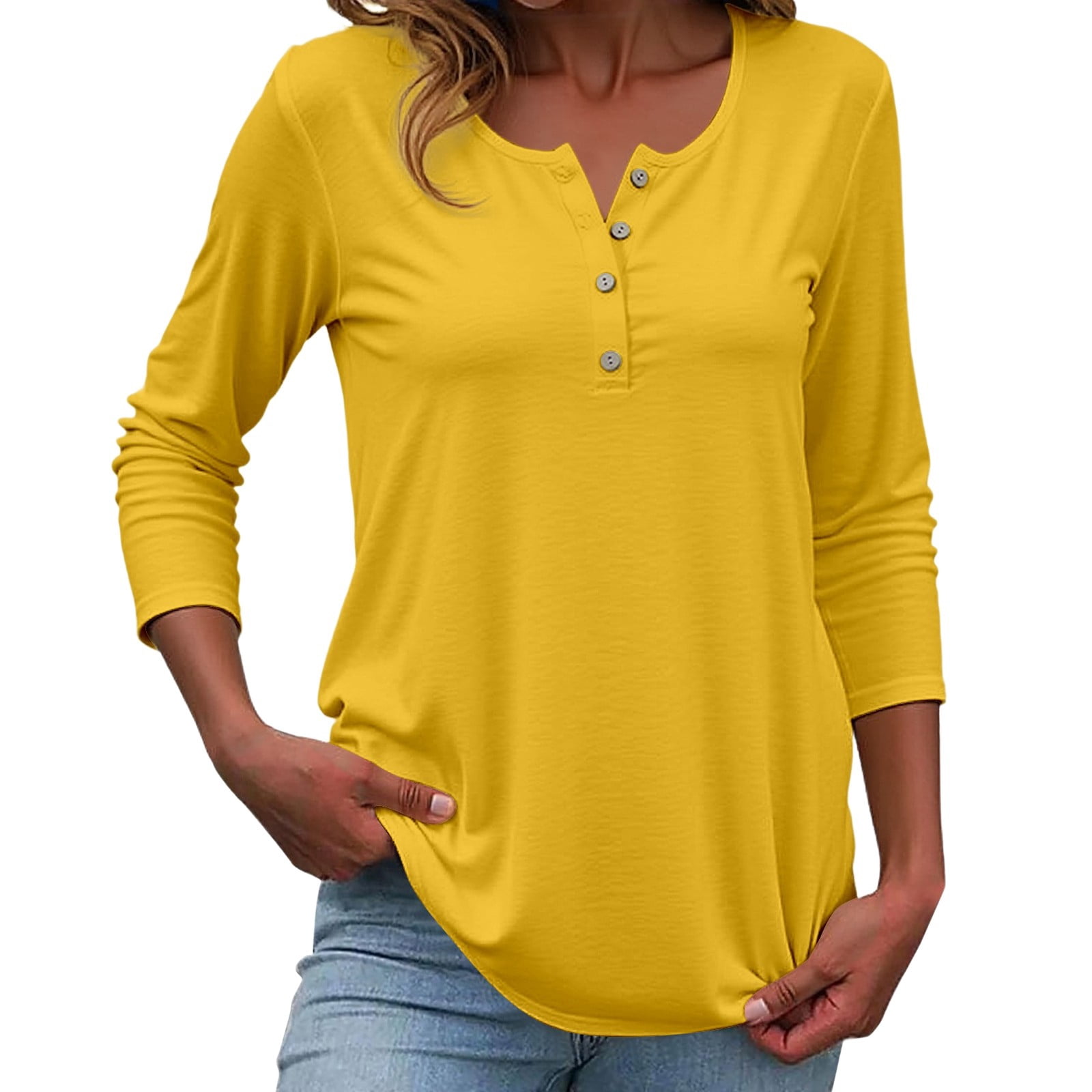 Aihuaihua Womens Shirts Henley Going Out Shirts Casual Crop Going Out ...