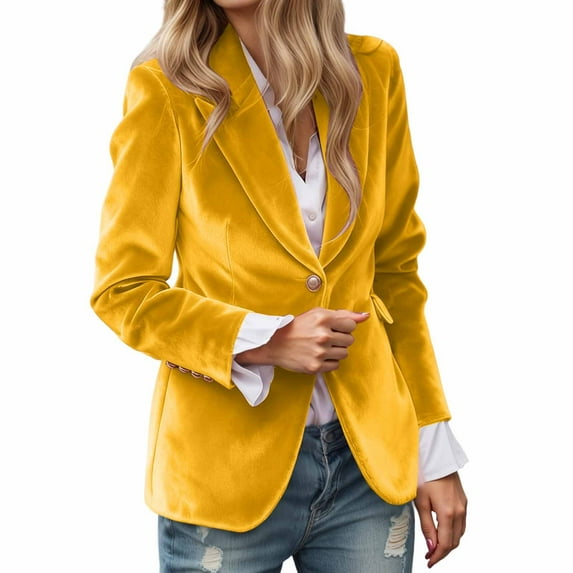 Aihuaihua Womens Velvet Blazer Business Casual Button Down Suit Jacket ...