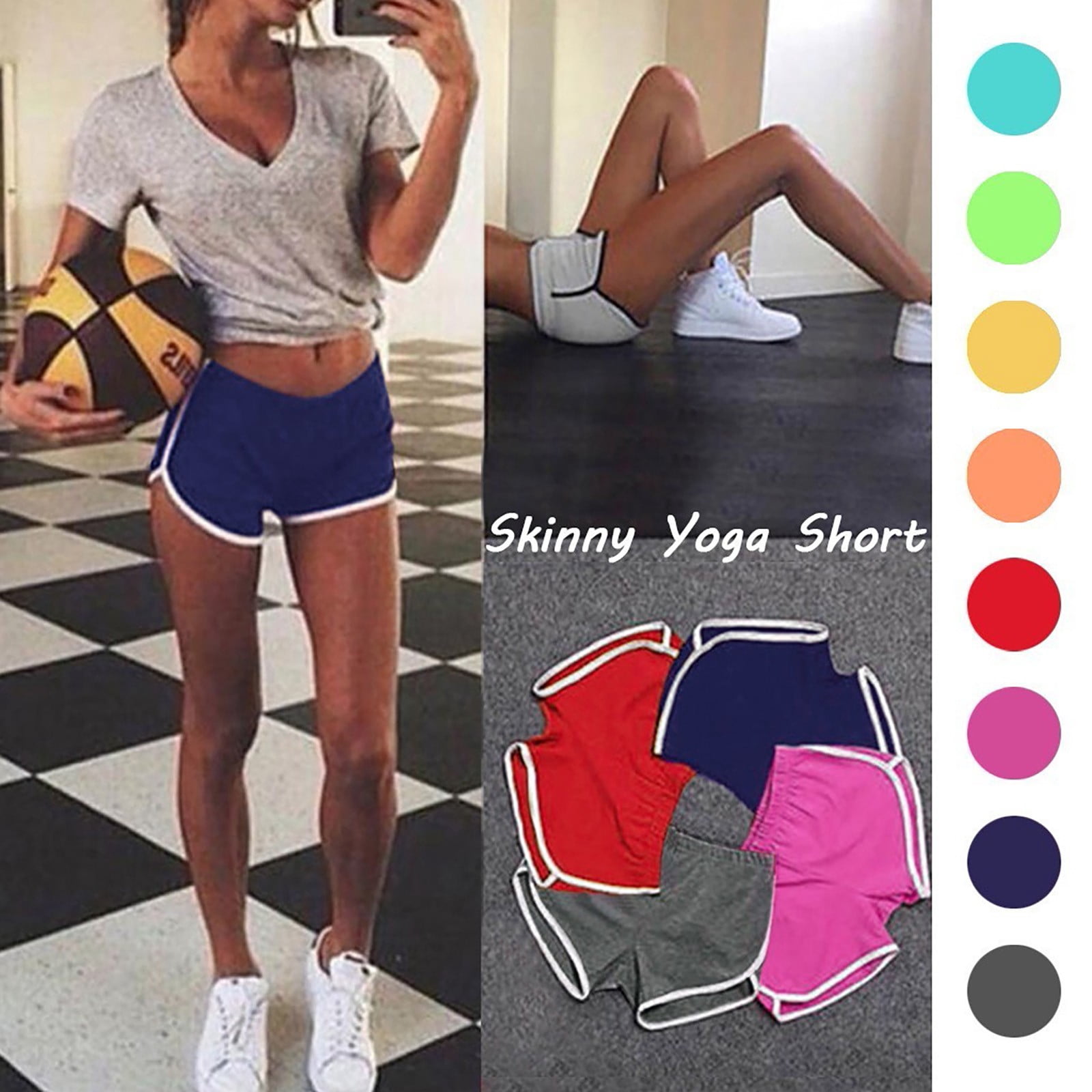 Aihuaihua Yoga Shorts for Women Workout Short Pants Summer Elastic ...