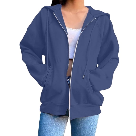 Aihuaihua Zip Up Hoodies for Women fall Casual Long Sleeve Sweatshirts ...