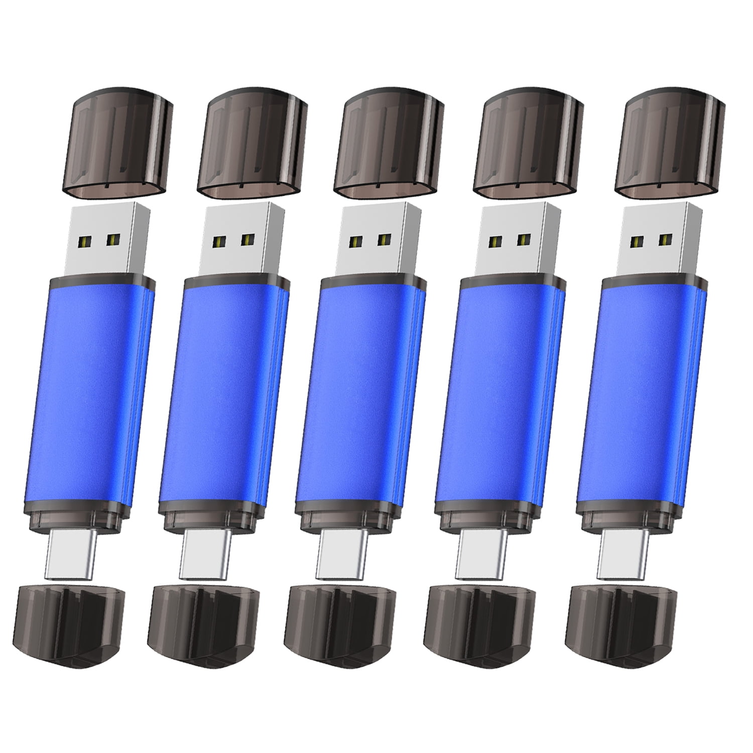 Aiibe 128GB 5-Pack OTG Thumb Drive with Dual USB C/A, Metal Memory ...
