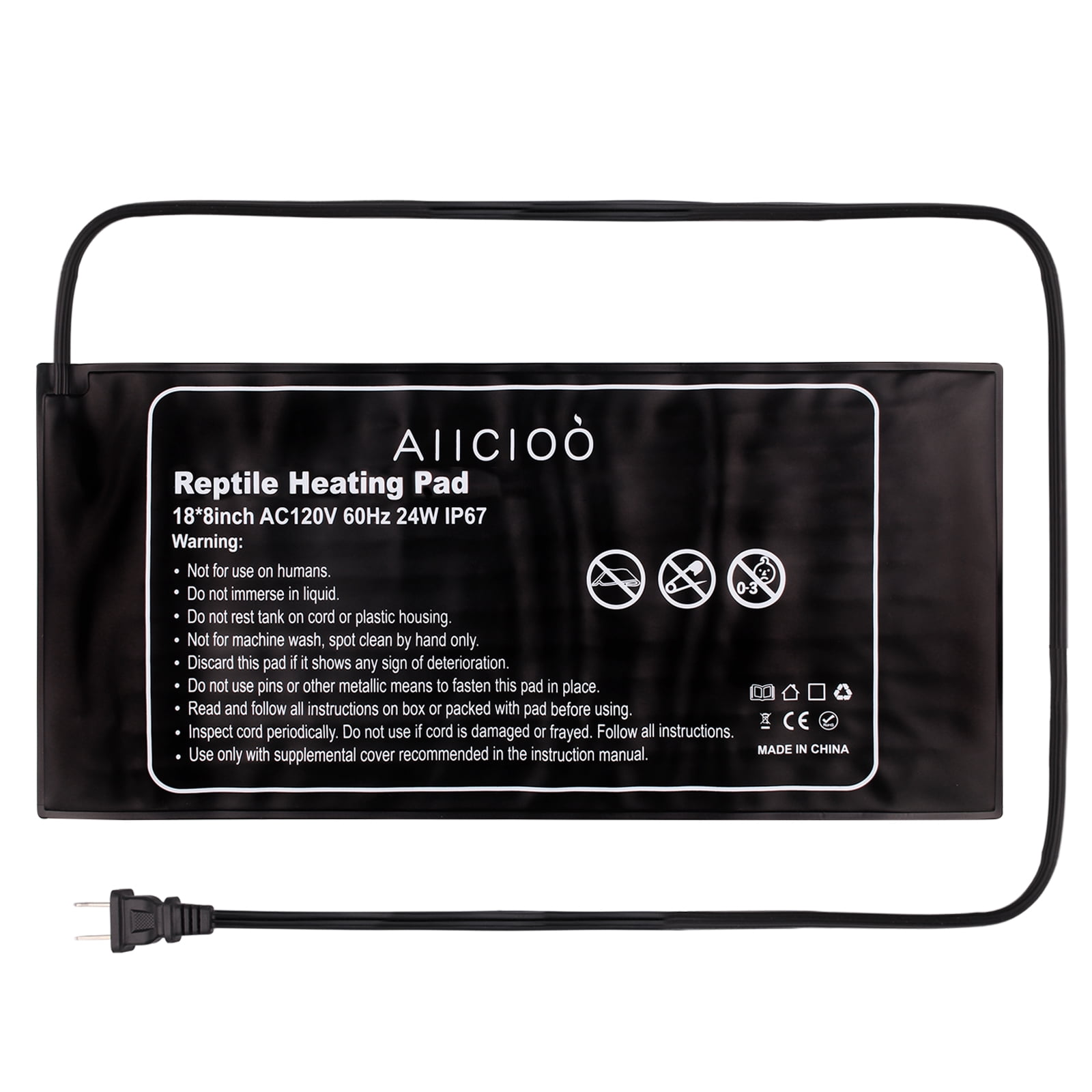 Aiicioo Reptile Heating Pad Under Tank Heater 24 Watts PVC Material ...