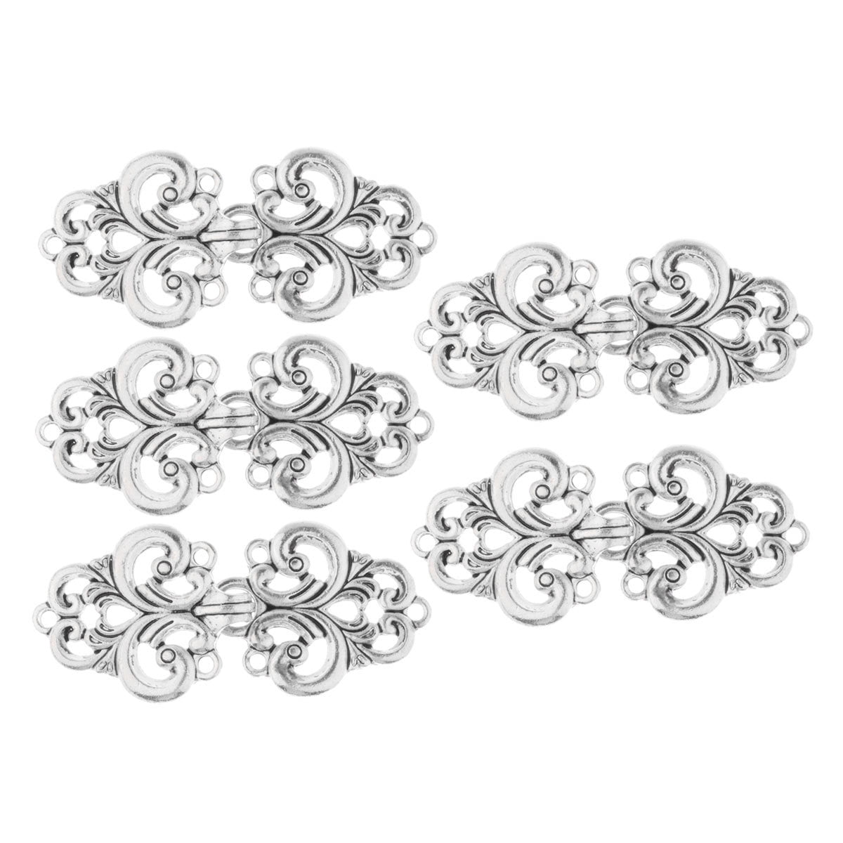 Aiihoo 5 Pairs Vintage Swirl Flower Closure Clips Fasteners Clasp Sew ...