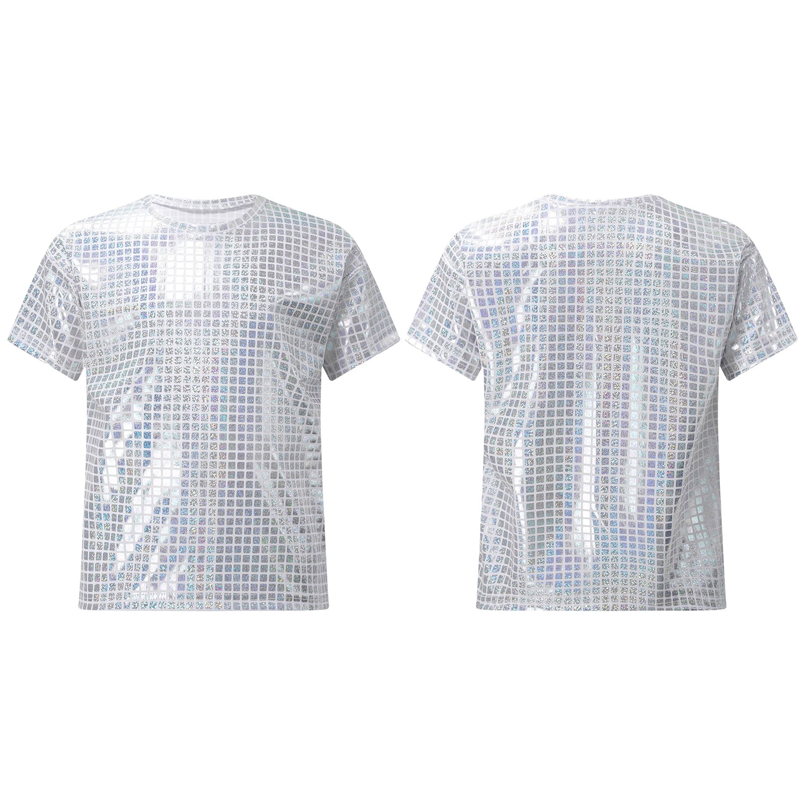 Aiihoo Boys Girls Jazz Hip Hop Modern Disco Sparkly Sequin Dance Tops T ...