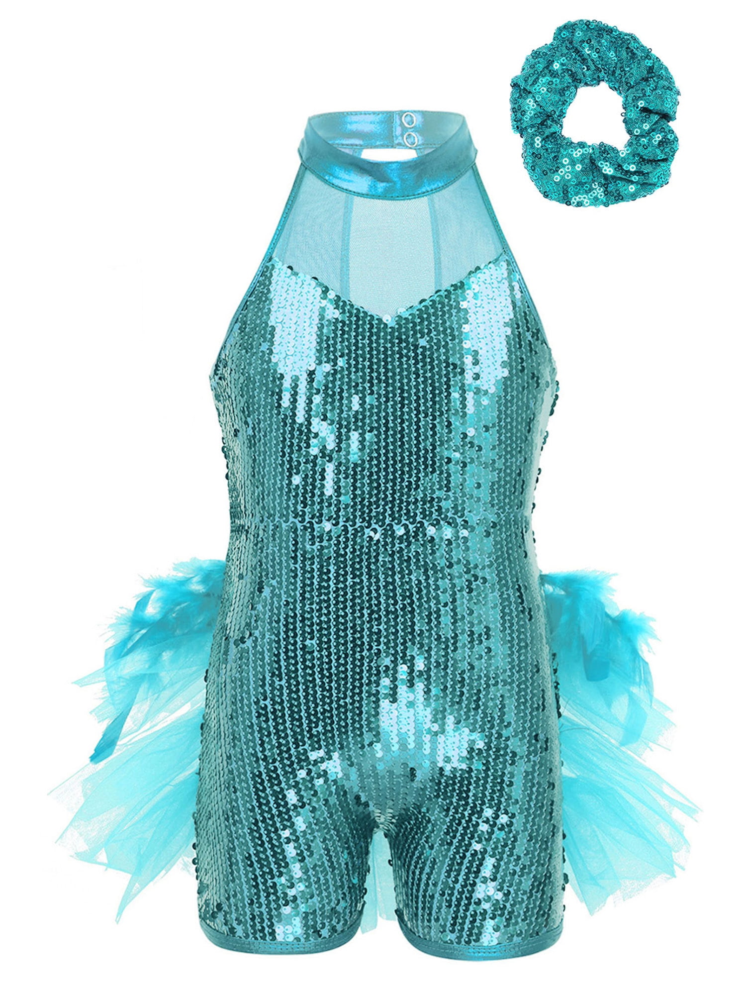 Aiihoo Child Girl Sleeveless Sequin Ballet Jazz Latin Dance Gymnastics ...