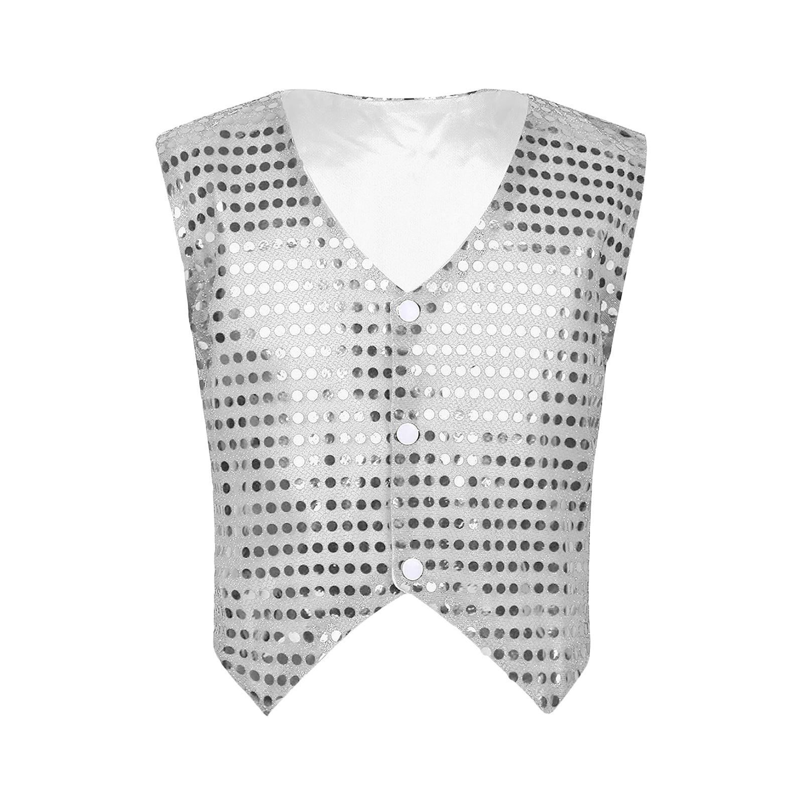 Aiihoo Girls Boys Glittery Sequin Vest Jacket Hip-Hop Street Dance ...