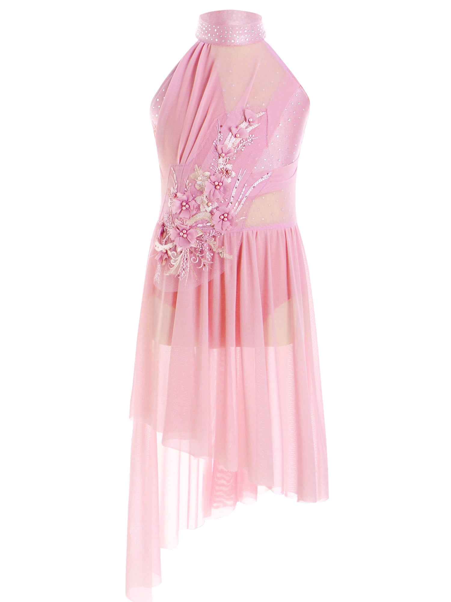Aiihoo Girls High-Low Chiffon Lyrical Dance Dress Contemporary Leotard ...