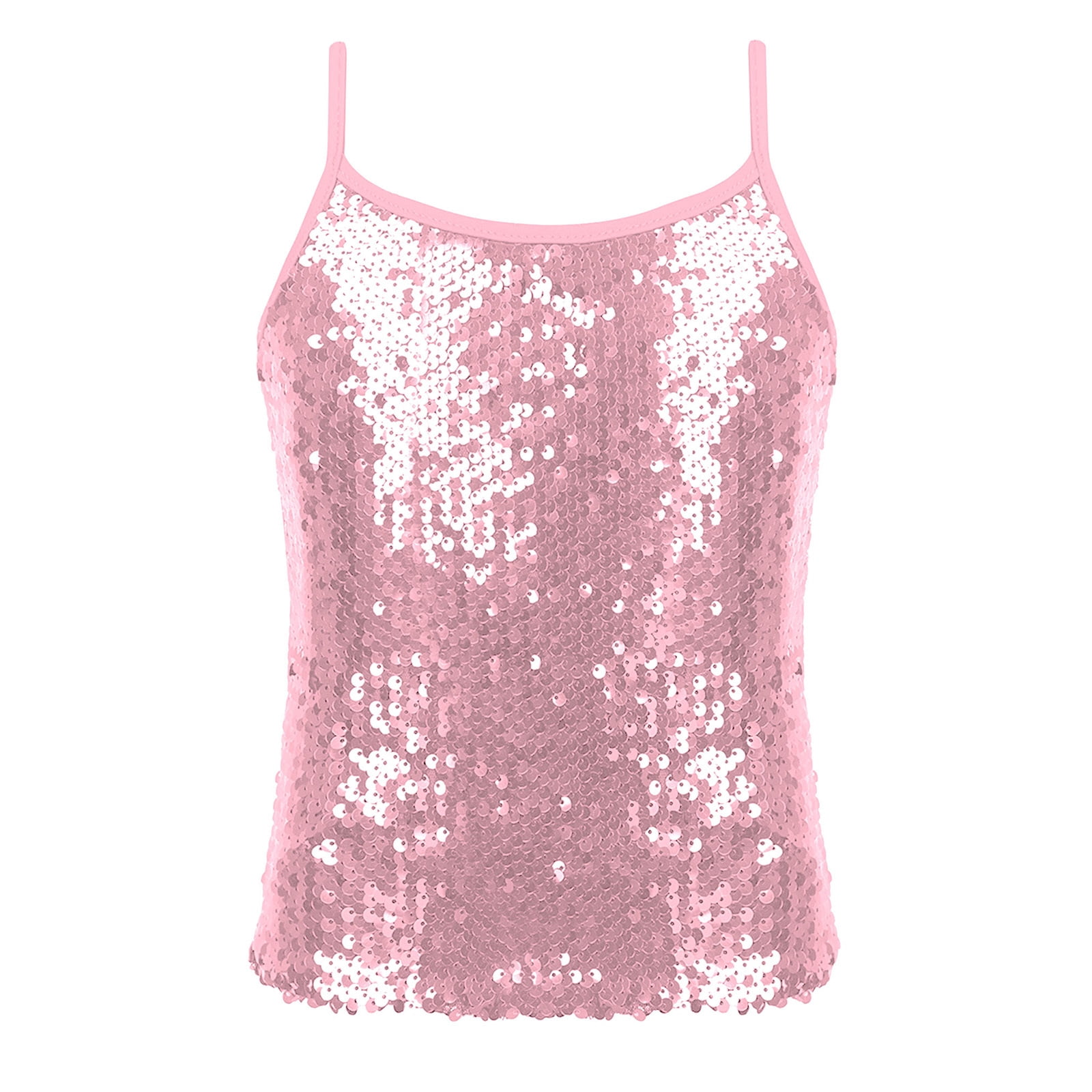 Aiihoo Girls Sequins Dance Vest Crop Top Cheer Jazz Sparkle Tank Tops ...