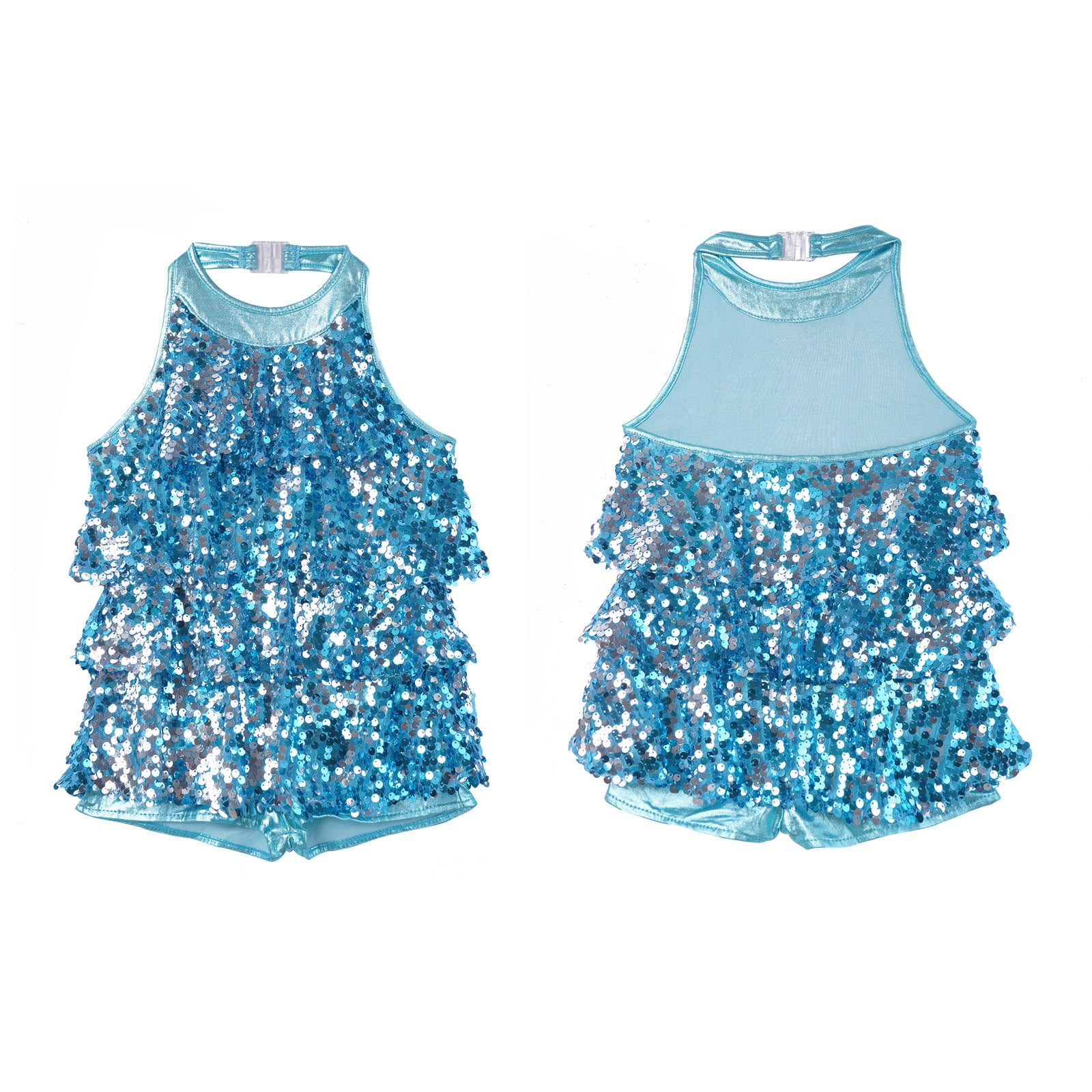Aiihoo Girls Shiny Sequin Halter Tops Ballet Latin Dance Tops ...