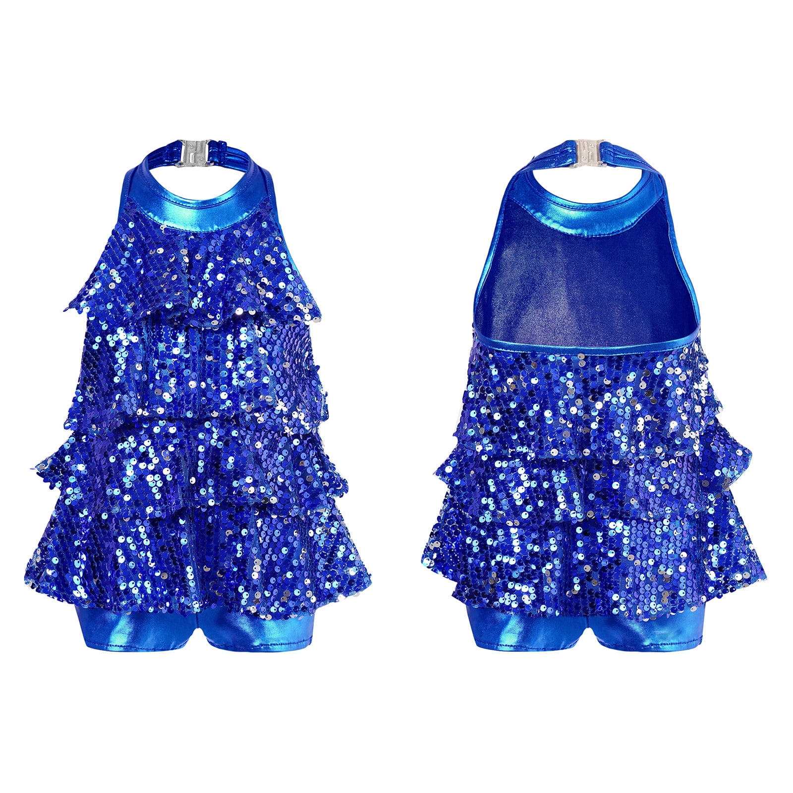 Aiihoo Girls Shiny Sequin Halter Tops Ballet Latin Dance Tops ...
