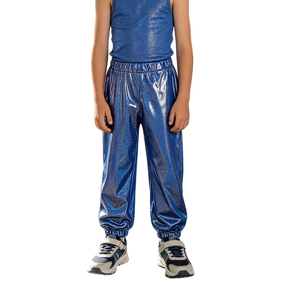 Aiihoo Kids Boys Girls Jazz Street Dance Shiny Metallic Hip Hop Pants ...