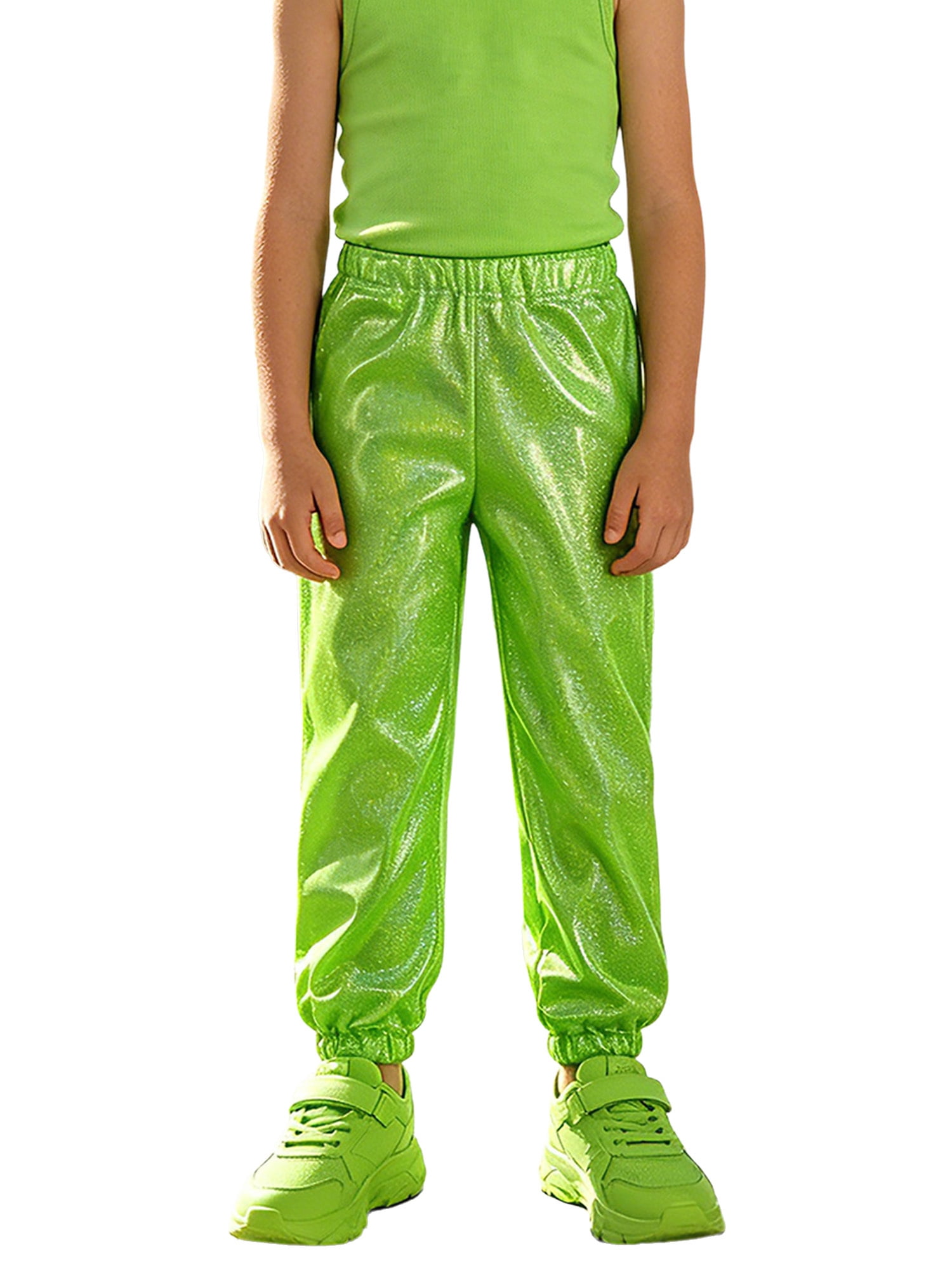 Aiihoo Kids Boys Girls Jazz Street Dance Shiny Metallic Hip Hop Pants ...