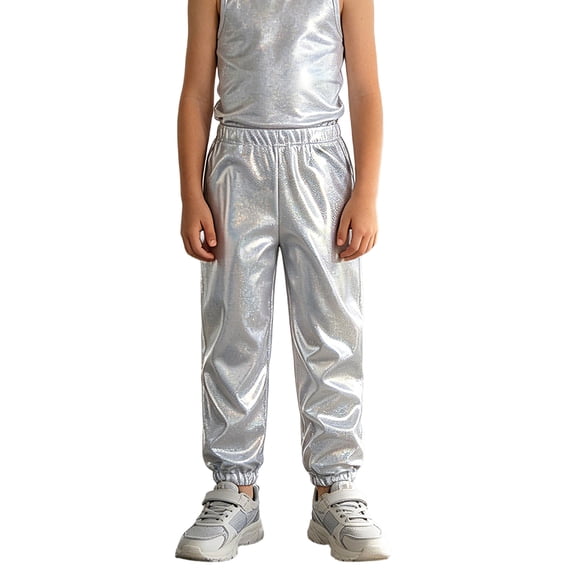 Aiihoo Kids Boys Girls Jazz Street Dance Shiny Metallic Hip Hop Pants ...