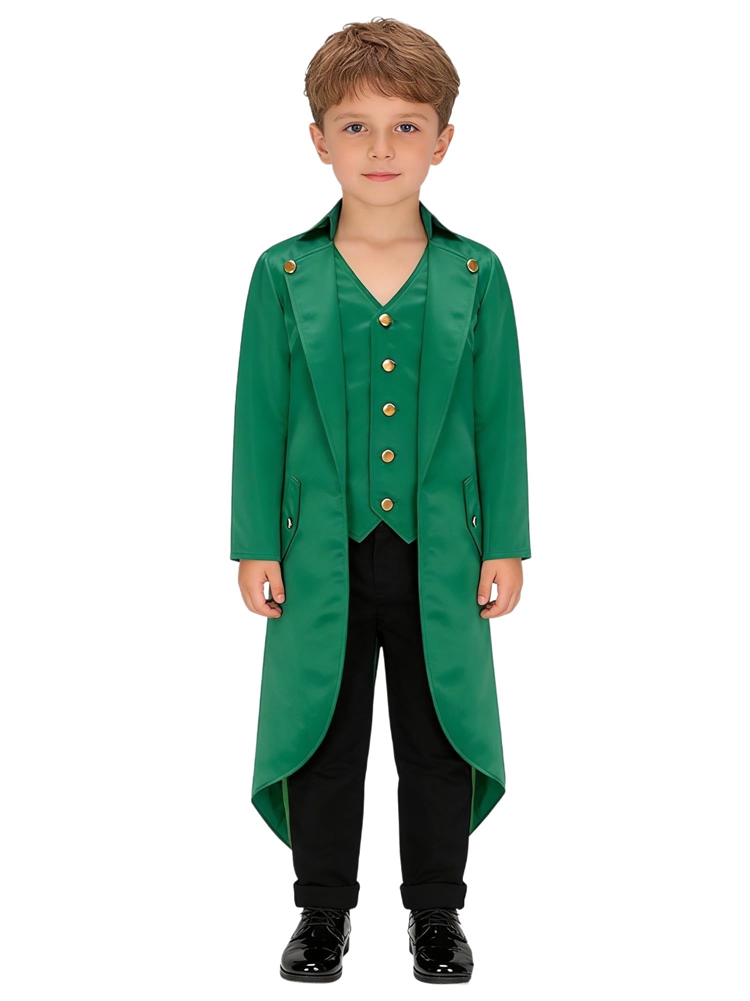 Aiihoo Kids Fake Two Piece Tailcoat Retro Gold Buttons Solid Color ...