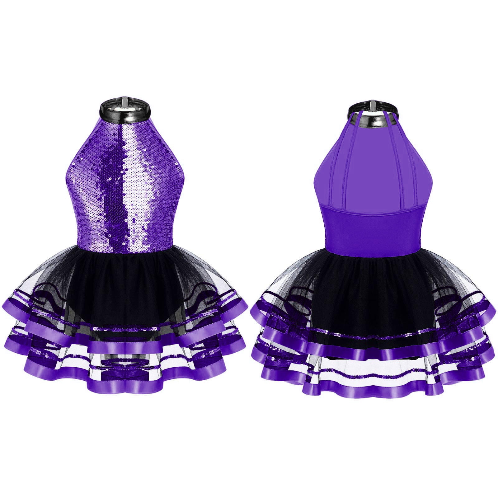 Aiihoo Kids Girls Dance Dress Sleeveless Sequins Dance Dress Ballet ...