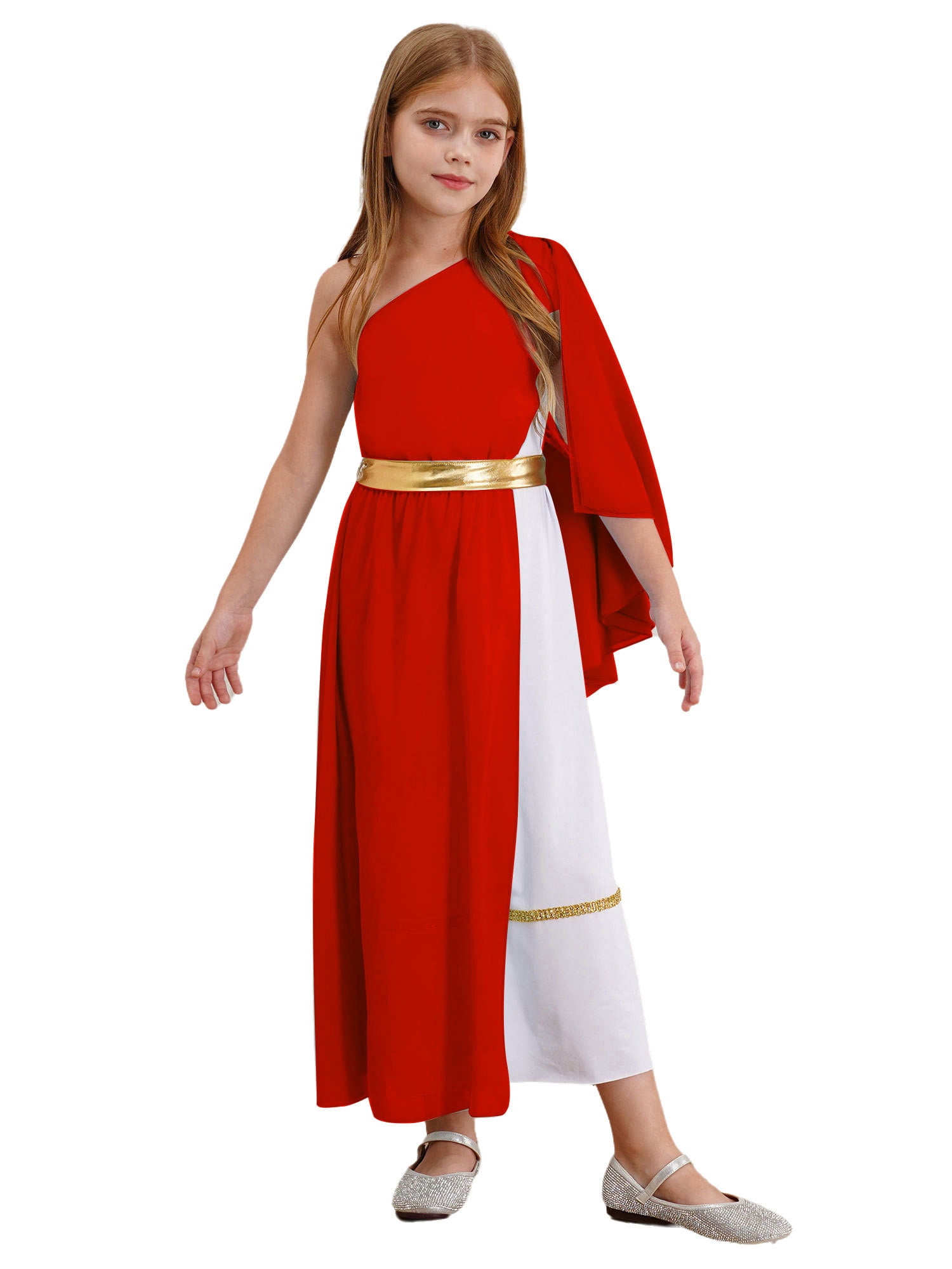 Aiihoo Kids Girls Greek Princess Toga Dress Athena Single Shoulder ...