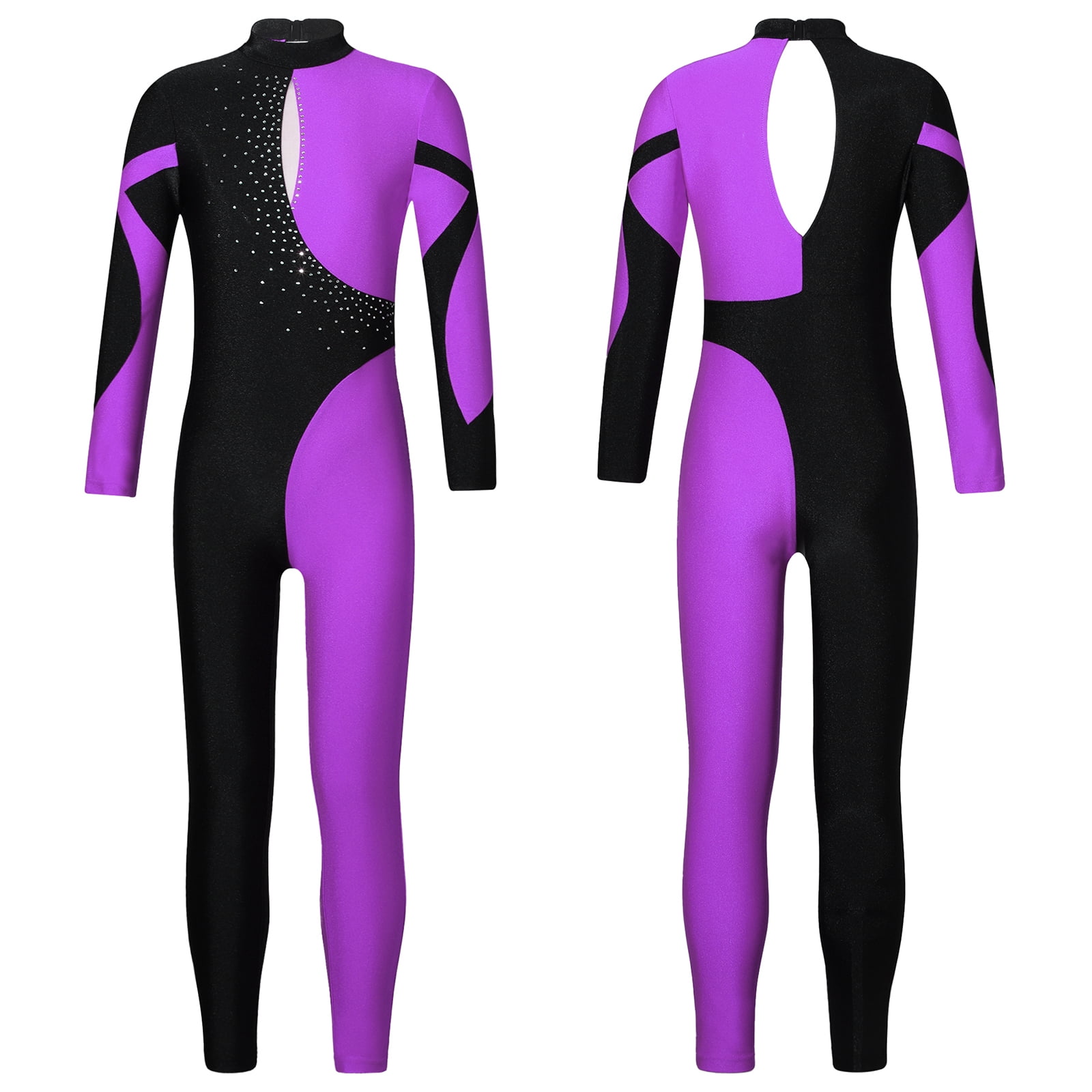 Aiihoo Kids Girls Gymnastics Leotards Color Block Long Sleeve Ballet ...