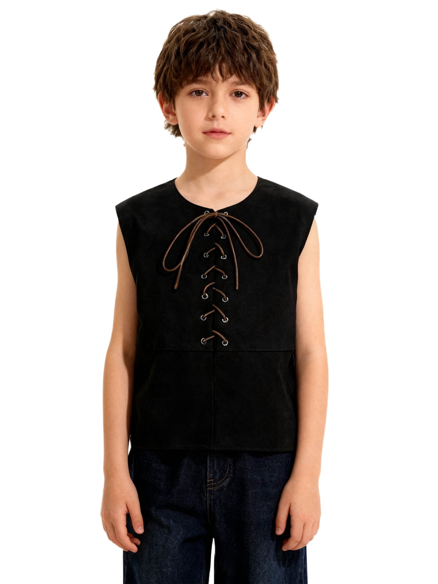 Aiihoo Kids Medieval Renaissance V Neck Sleeveless Lace Up Vest Pirate ...